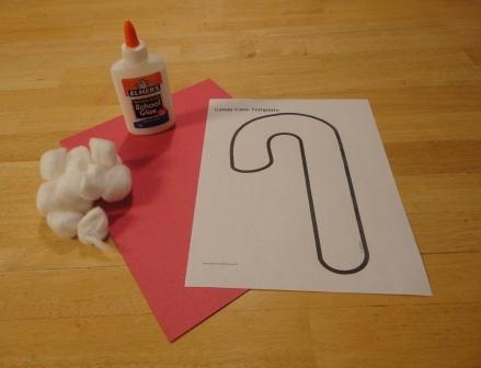 Children’s Crafts: Cotton Ball Candy Canes - Mamas Learning Corner