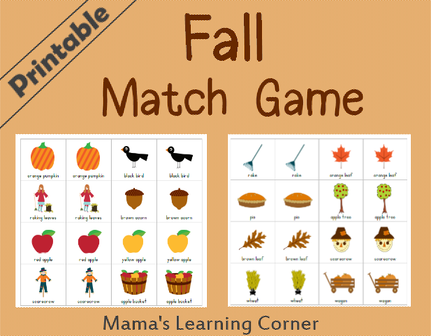 Printable Fall Match Game - Mamas Learning Corner