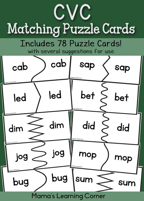 CVC Matching Puzzle Cards - Mamas Learning Corner