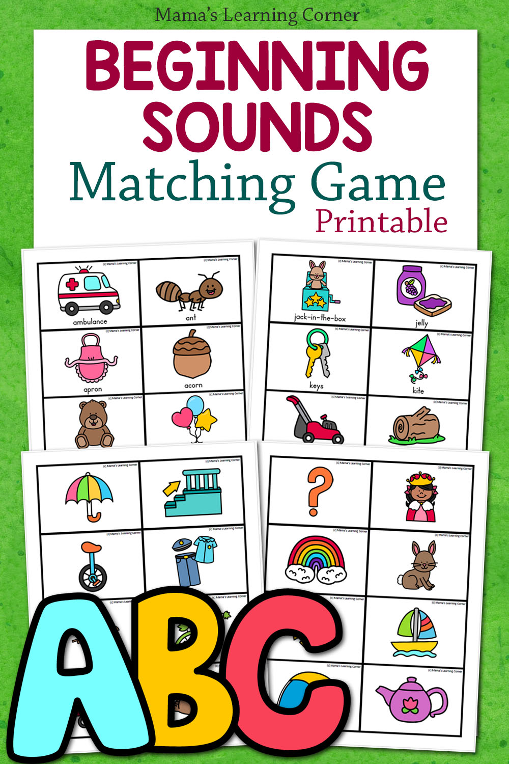 Beginning Sounds Matching Game Printable (Free Phonics Activity ...