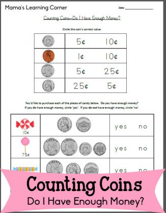 Counting Coins Worksheet - Do I Have Enough Money? - Mamas Learning Corner