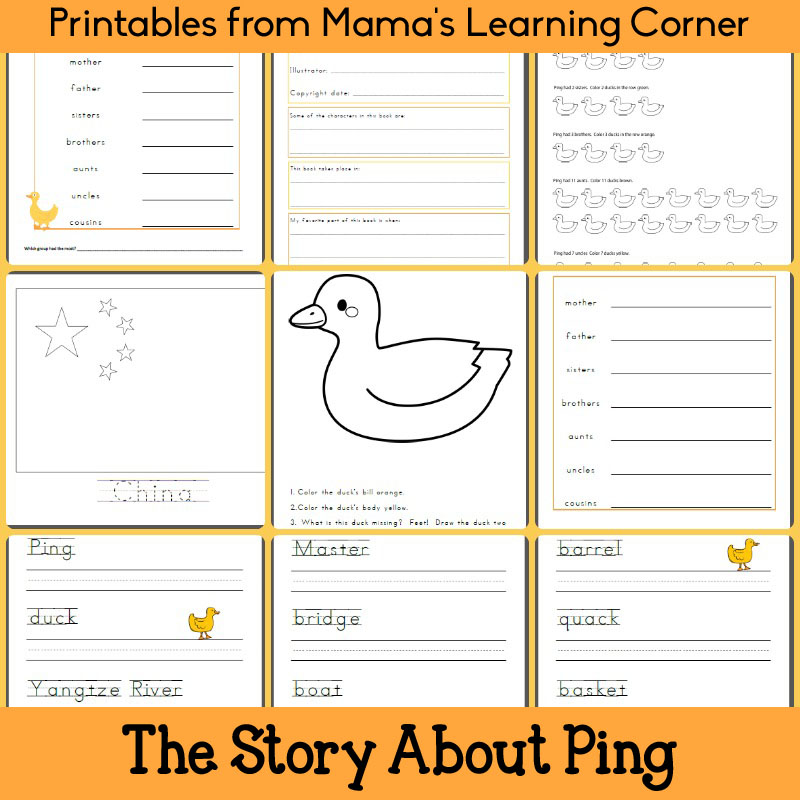 The Story About Ping Printables - Mamas Learning Corner