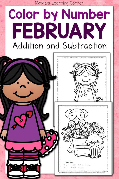 Color By Number Worksheets: February! - Mamas Learning Corner