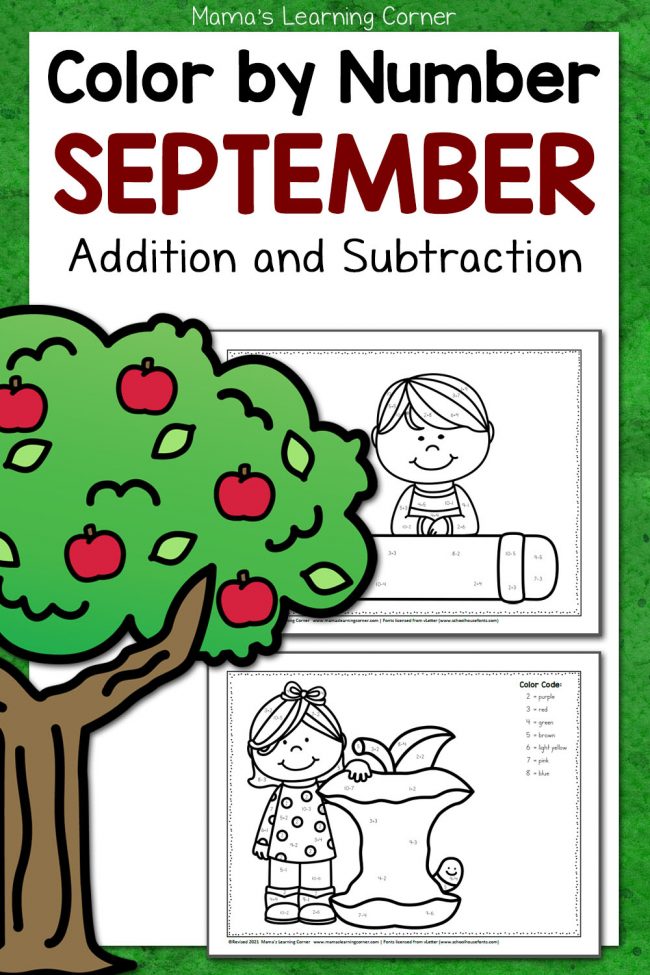 September Color By Number Worksheets - Mamas Learning Corner