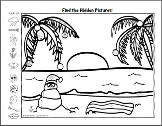 Winter Hidden Picture Worksheets - Mamas Learning Corner