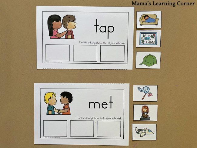 Printable Rhyming Mats with CVC Words - Mamas Learning Corner