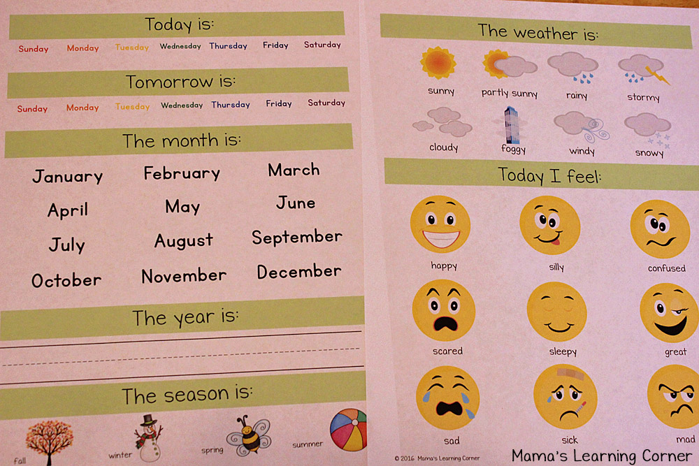 Preschool Calendar Notebook for 2016-2017 - Mamas Learning Corner