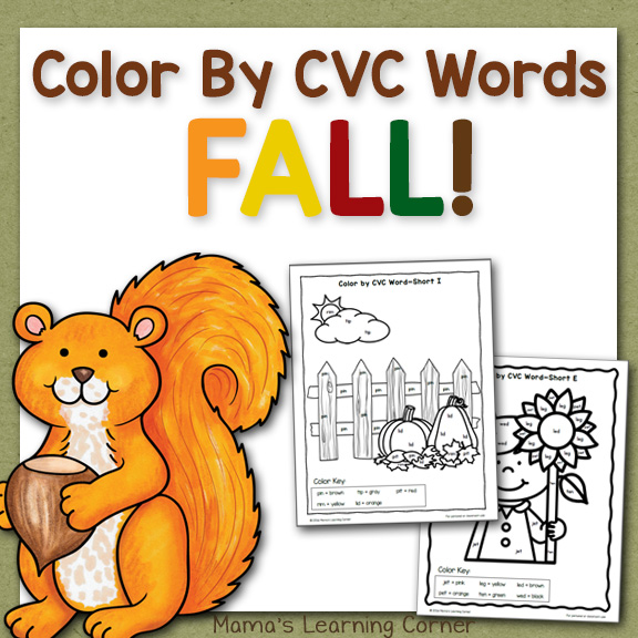 Fall Color By CVC Word Worksheets - Mamas Learning Corner Fall Color By CVC Word Worksheets - Mamas Learning Corner