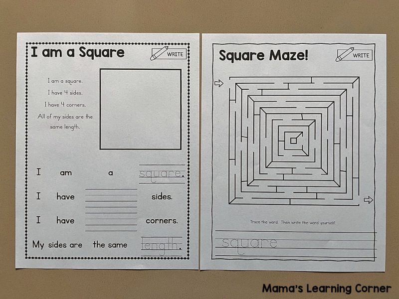Square Worksheets for Preschool and Kindergarten - Mamas Learning Corner