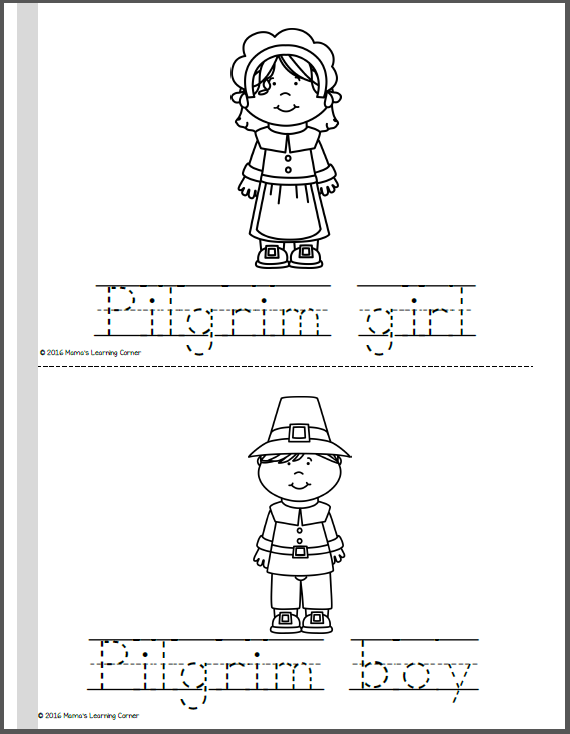 Thanksgiving Pilgrim Girl Coloring Pages
