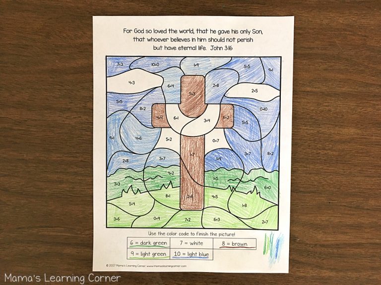 Christian Easter Color By Number Worksheets - Mamas Learning Corner