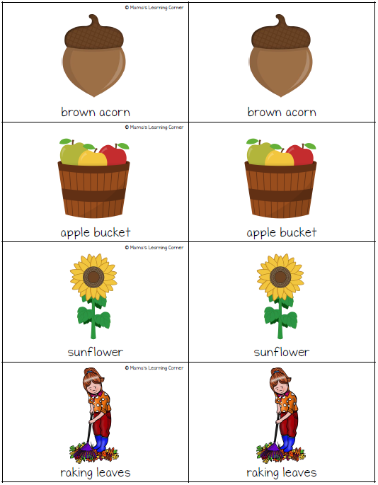 Fall Match Game - Mamas Learning Corner