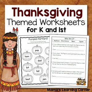 Pilgrims Worksheet Packet for 1st-3rd Graders - Mamas Learning Corner