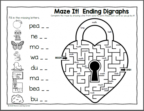 Phonics Mazes for Valentine's Day - Mamas Learning Corner