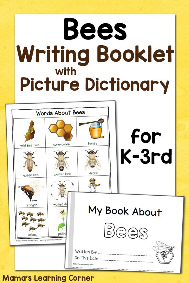 Bee Writing Booklet with Picture Dictionary - Mamas Learning Corner