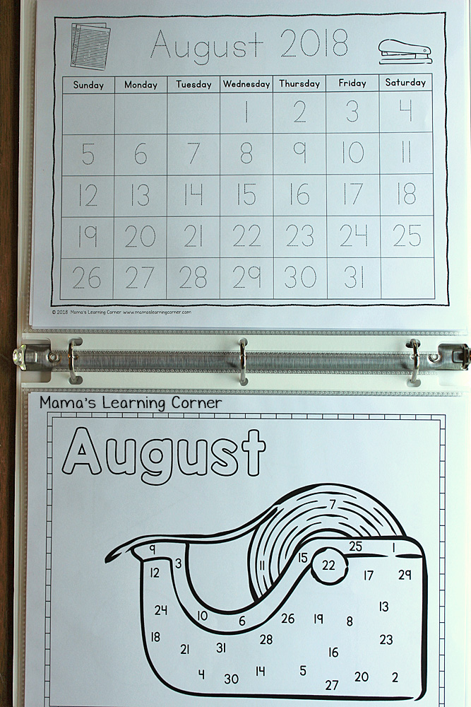 Preschool Calendar Notebook 2018-2019 - Mamas Learning Corner