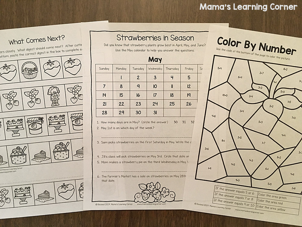 Strawberry Worksheets - Mamas Learning Corner