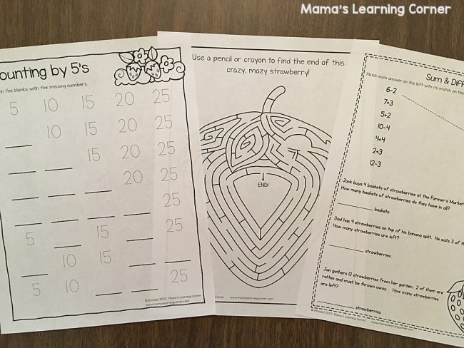 Strawberry Worksheets - Mamas Learning Corner