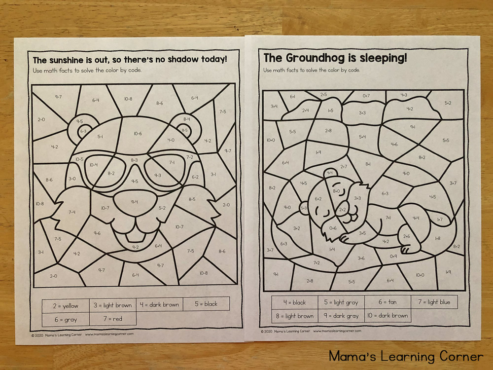 Groundhog Day Color By Code Worksheets - Mamas Learning Corner