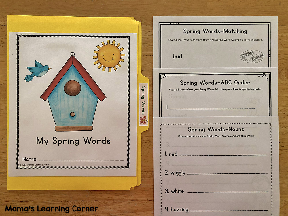 Matching Spring Words
