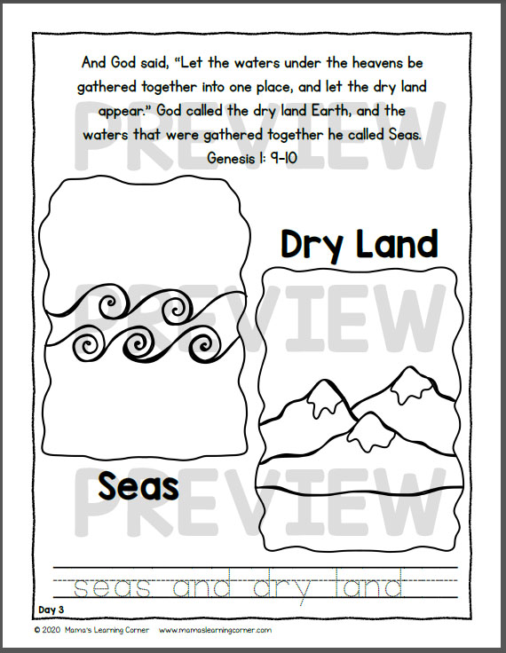 Days of Creation Coloring Pages - Mamas Learning Corner