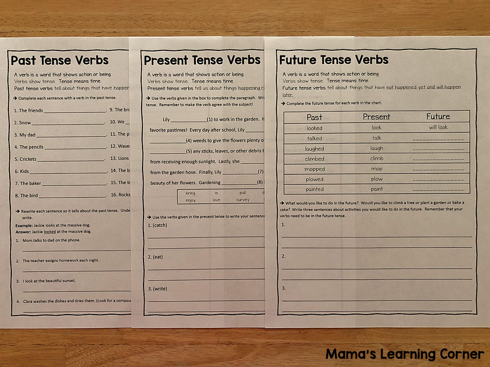 Verb Worksheets for 3rd and 4th Grades - Mamas Learning Corner