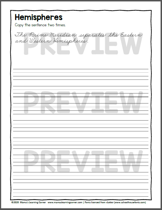 All About Our World Cursive Handwriting Practice Sheets - Mamas ...