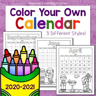 Color Your Own Calendar 2019 - Mamas Learning Corner