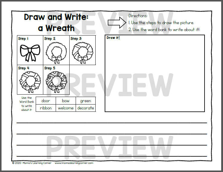 Christmas Directed Draw and Write Worksheets - Mamas Learning Corner