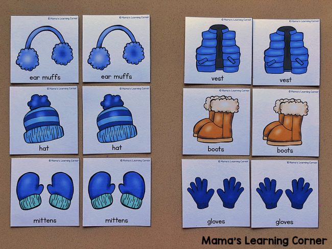 Winter Clothes Match Game Packet - Mamas Learning Corner