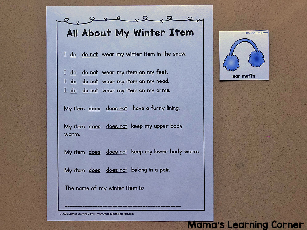 Winter Clothes Match Game Packet - Mamas Learning Corner
