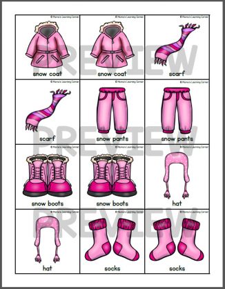 Winter Clothes Match Game Packet - Mamas Learning Corner