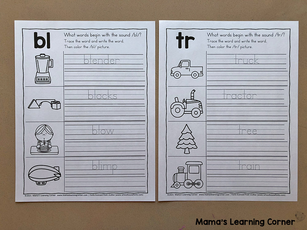 Blends Writing Practice Worksheets - Mamas Learning Corner
