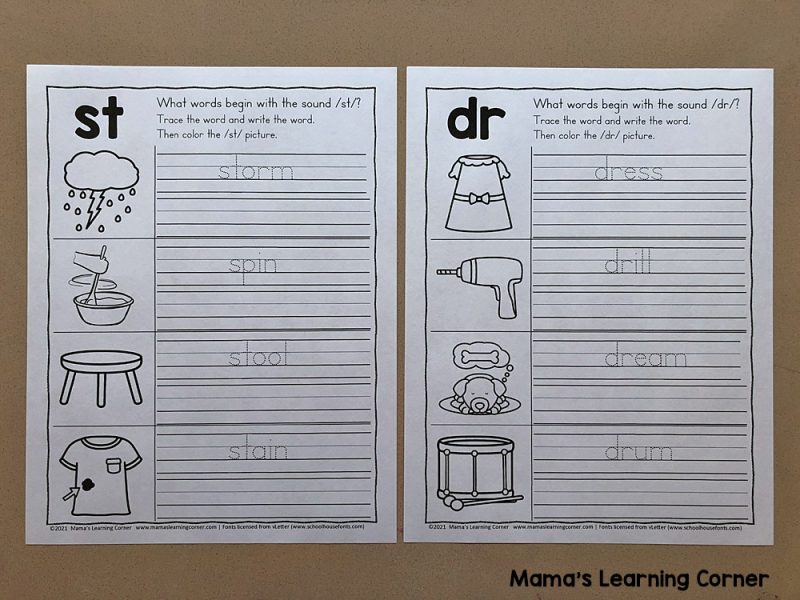 Blends Writing Practice Worksheets - Mamas Learning Corner