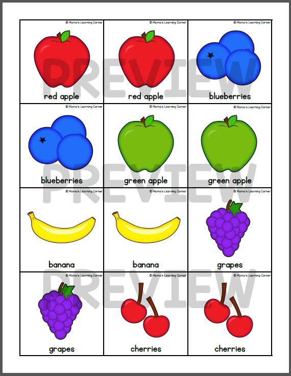 Fruit Match Game Packet - Mamas Learning Corner