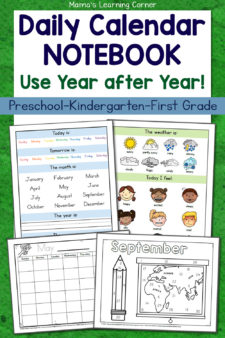 Daily Calendar Notebook for Preschool and Kindergarten - Mamas Learning ...