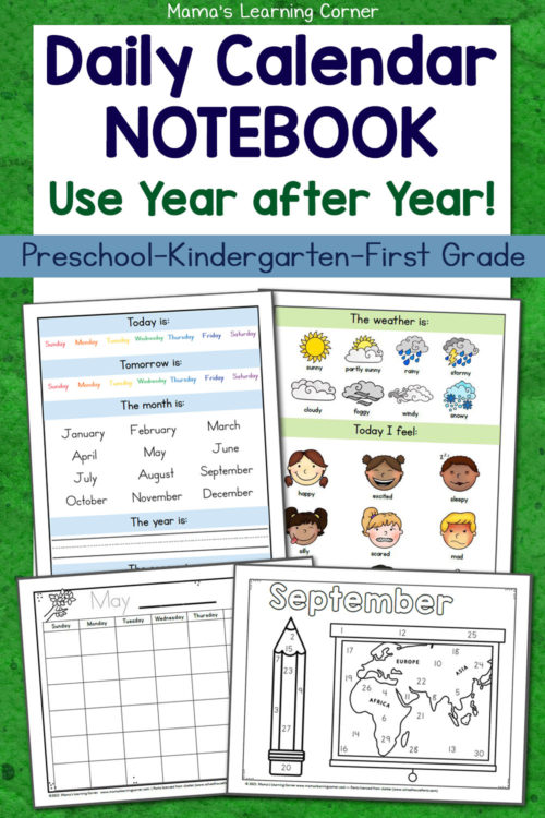 Daily Calendar Notebook for Preschool and Kindergarten - Mamas Learning ...