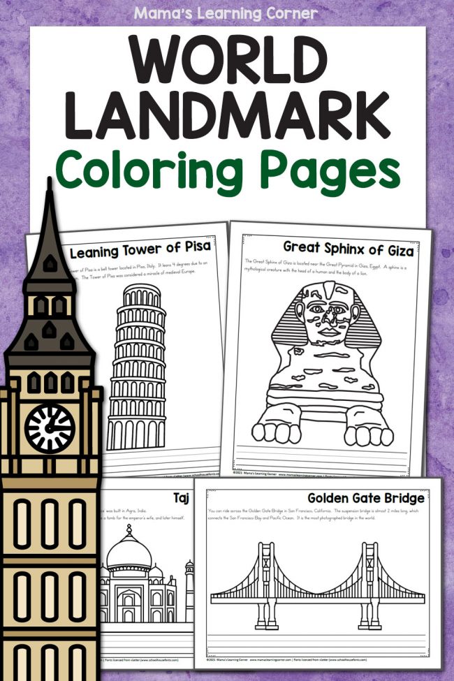 World Landmark Coloring Pages with Facts - Mamas Learning Corner