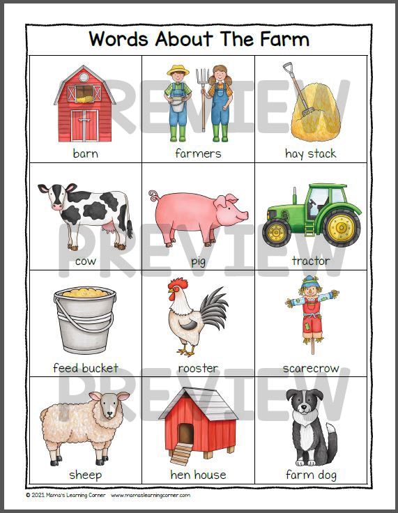 Farm Writing Booklet with Picture Dictionary - Mamas Learning Corner