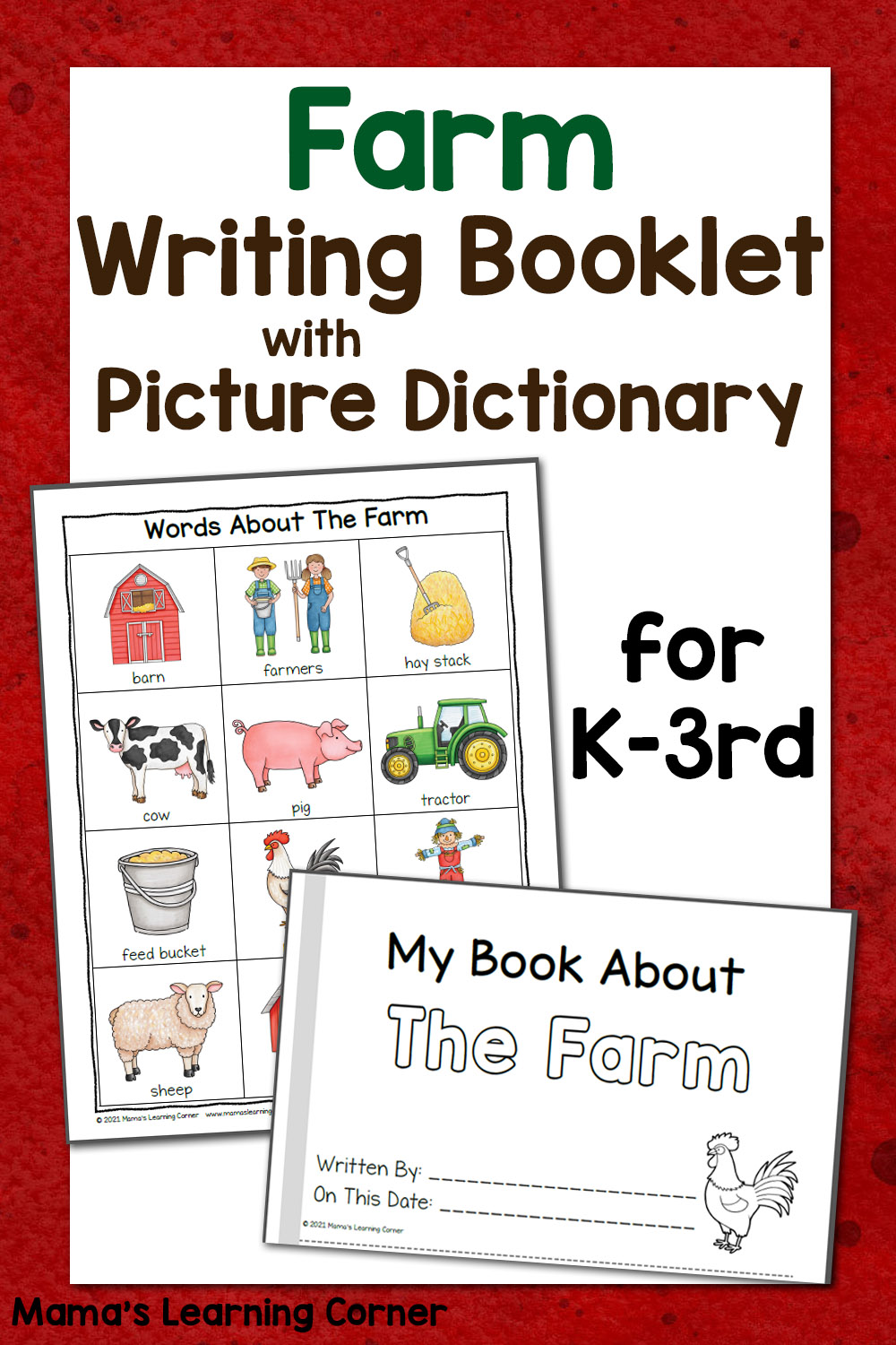 Farm Writing Booklet with Picture Dictionary - Mamas Learning Corner