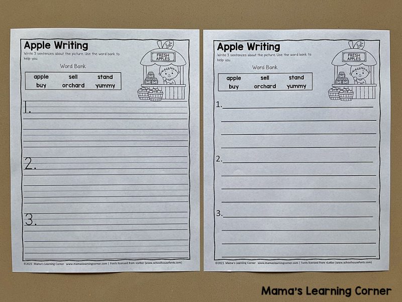 Fall Writing Sentences Worksheets - Mamas Learning Corner
