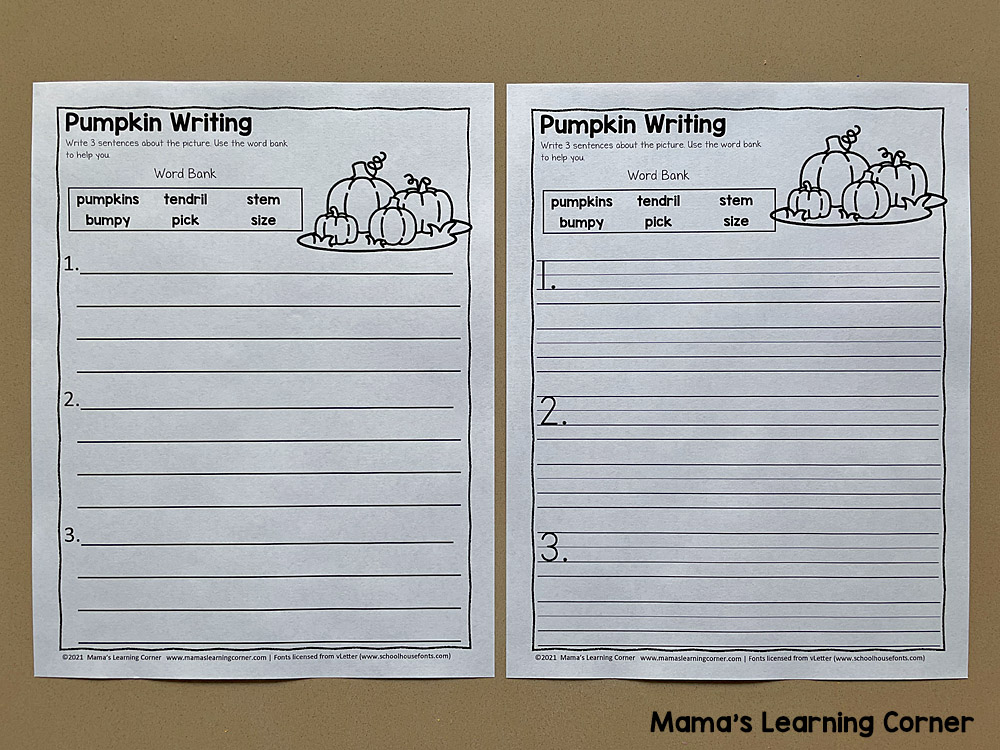 Fall Writing Sentences Worksheets - Mamas Learning Corner