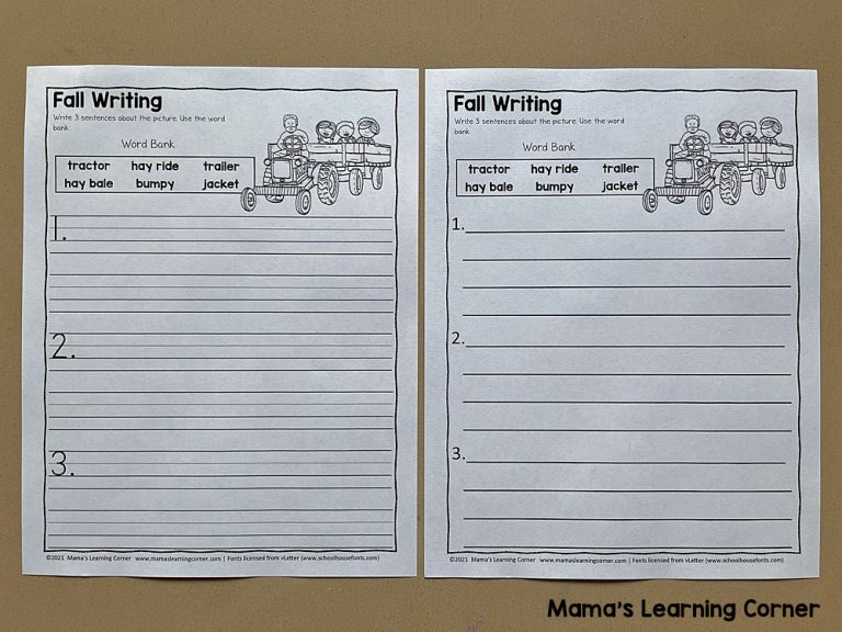 Fall Writing Sentences Worksheets - Mamas Learning Corner