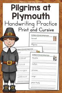 Pilgrims Handwriting Practice Worksheets - Mamas Learning Corner