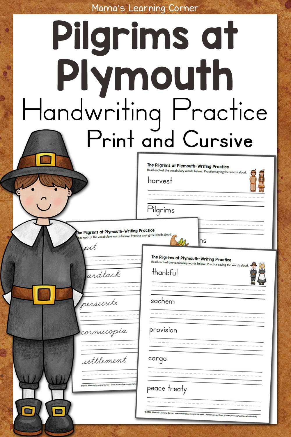 Pilgrims Kindergarten Worksheet