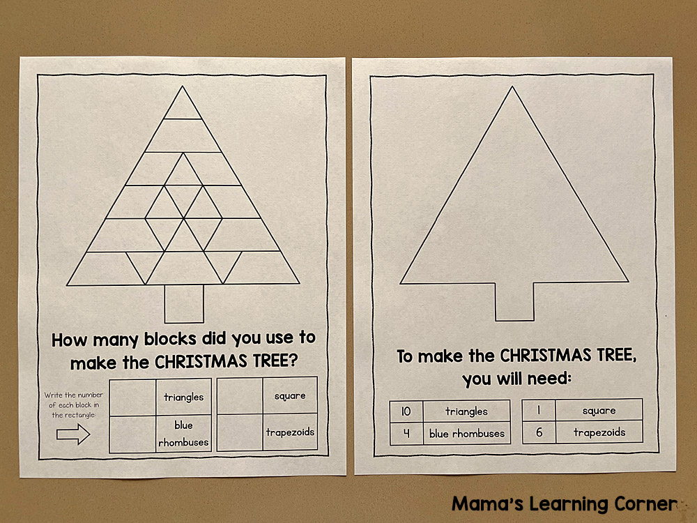 Christmas Pattern Block Mats - Mamas Learning Corner
