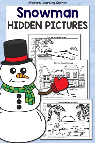 Snowman Hidden Picture Worksheets - Mamas Learning Corner