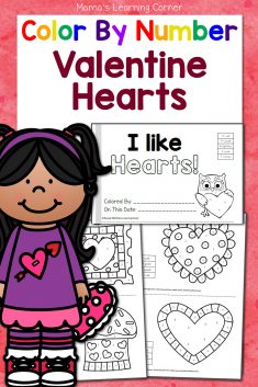 Heart Color By Number Worksheets for Valentine's Day - Mamas Learning ...