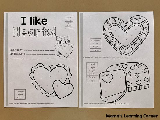 Heart Color By Number Worksheets for Valentine's Day - Mamas Learning ...