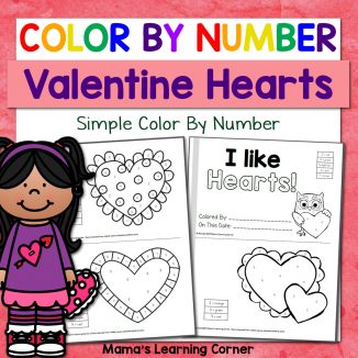Heart Color By Number Worksheets for Valentine's Day - Mamas Learning ...